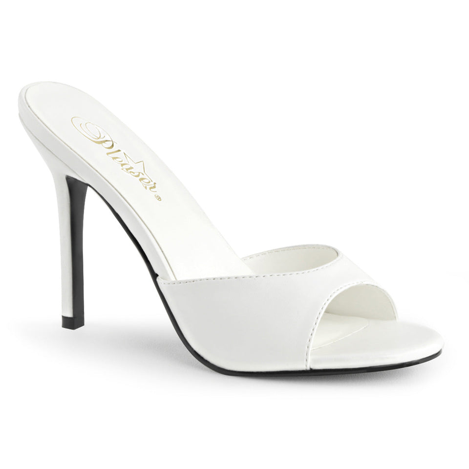 Pleaser Classique-01 in White Vegan Leather – Pleaser Shoes
