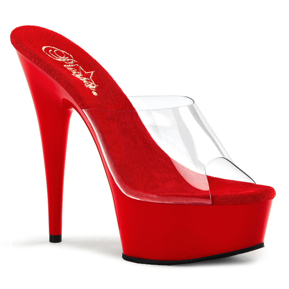 Pleaser Delight-601 in Clear/Red – Pleaser Shoes