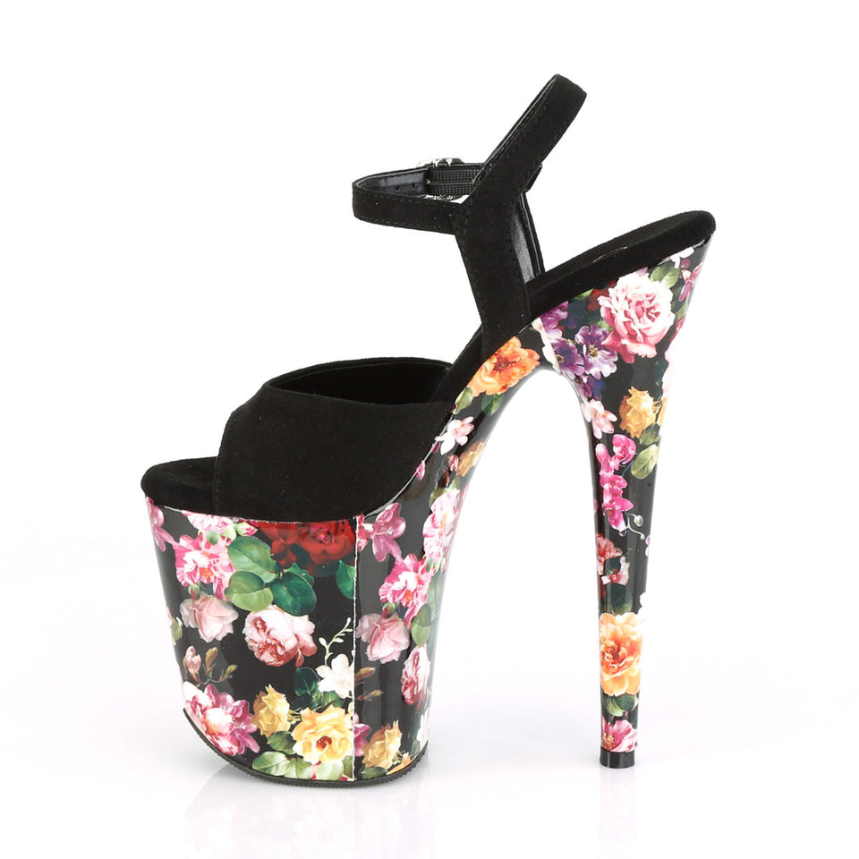 Pleaser Flamingo-809WR in Black Suede/Floral – Pleaser Shoes