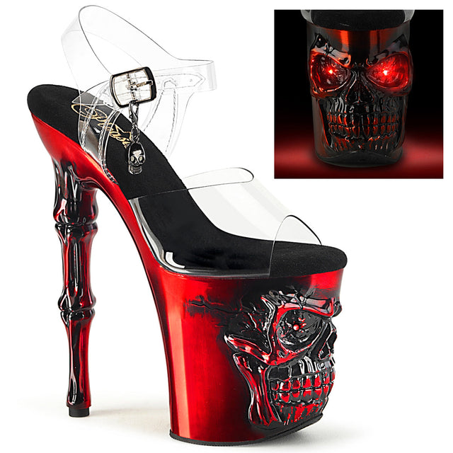 Pleaser Rapture-808-LT in Clear/Red – Pleaser Shoes