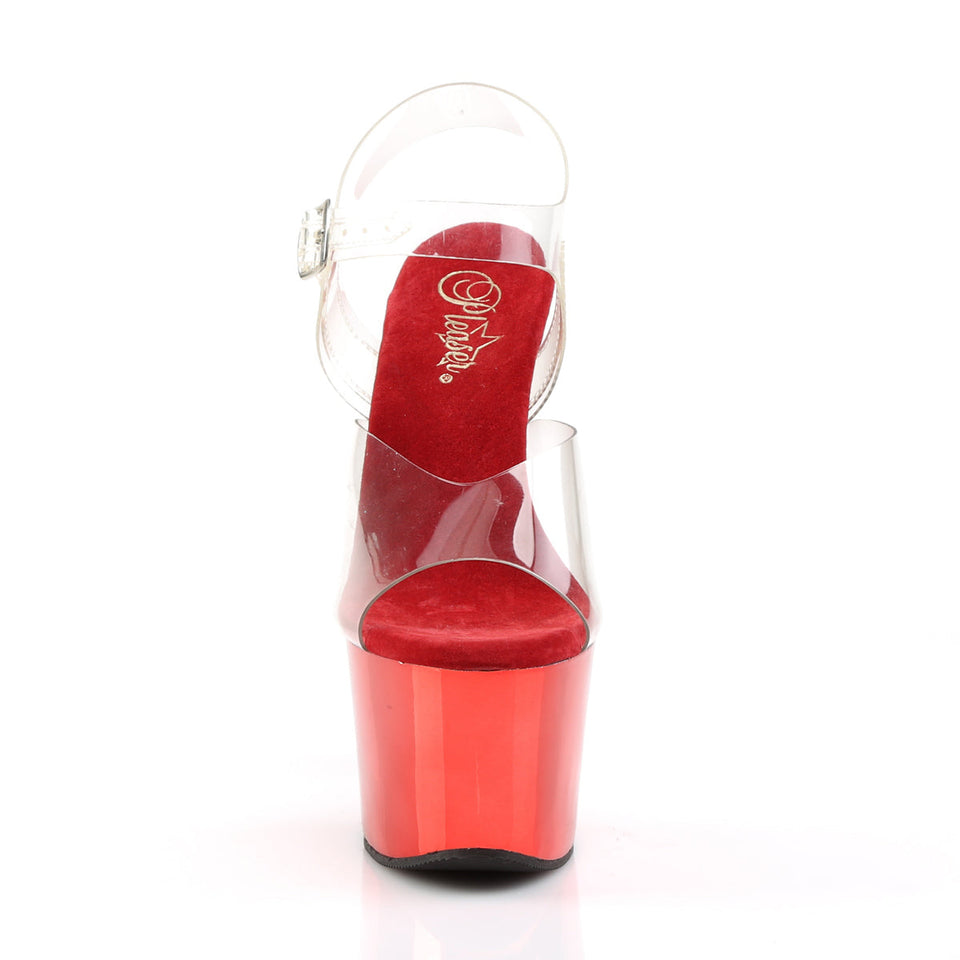Pleaser Sky-308 in Clear/Red Chrome – Pleaser Shoes