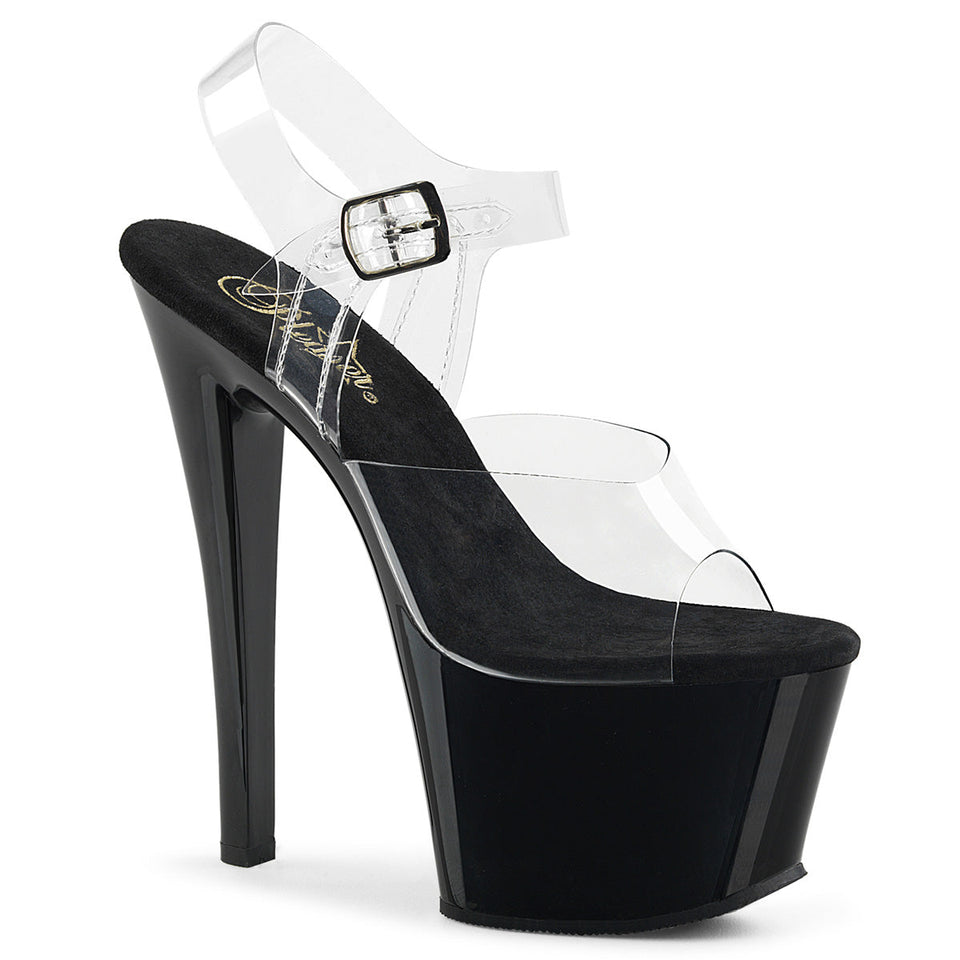 Pleaser Sky-308 in Clear/Black – Pleaser Shoes